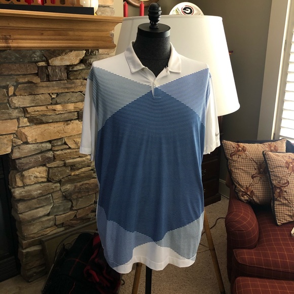 Nike | Shirts | Nike Mens White Blue Diamond Motif Drifit Performance ...